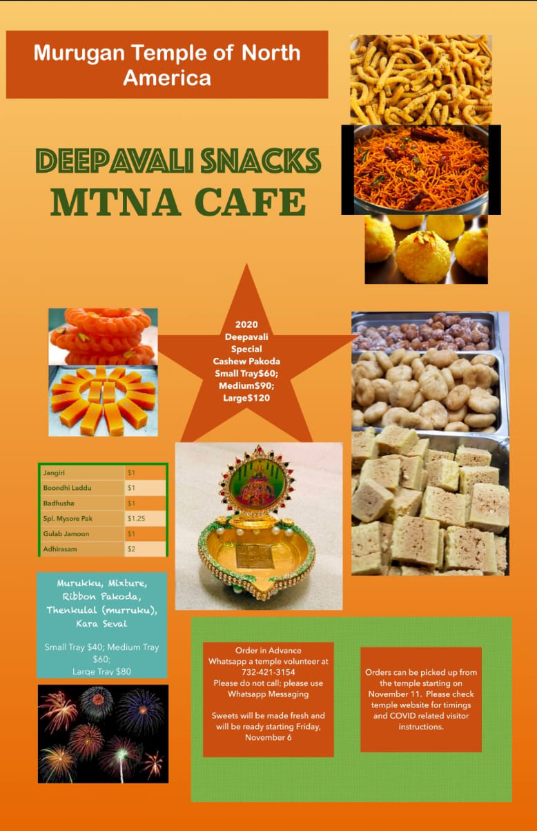 Murugan Temple of North America - Deepavali Sweets 2020 - (301) 552-4889